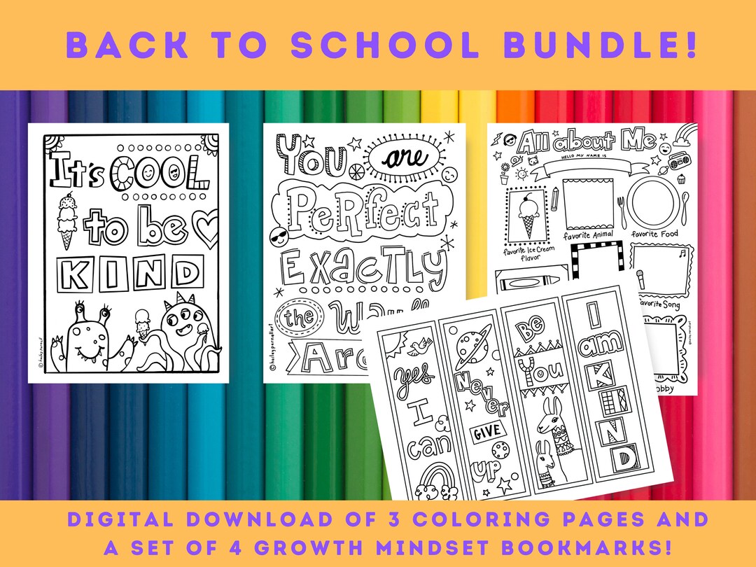Back to School Bundle Coloring Pages and Bookmarks - Etsy