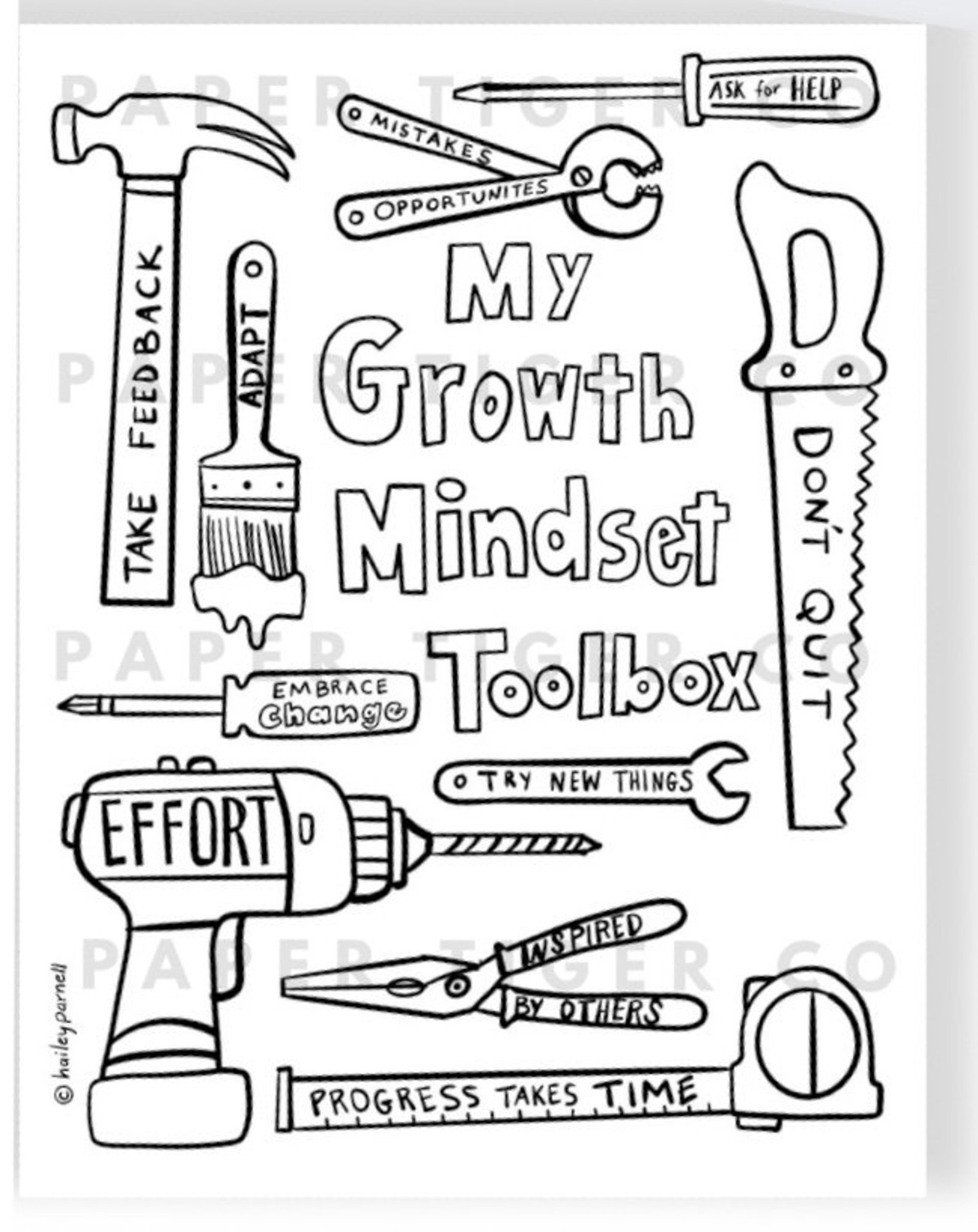 Growth Mindset Toolbox Coloring Page Kids Activity - Etsy