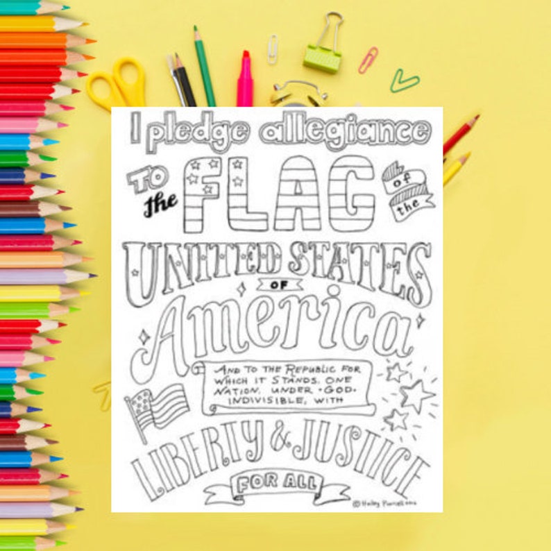 Pledge of Allegiance Coloring Page - Etsy