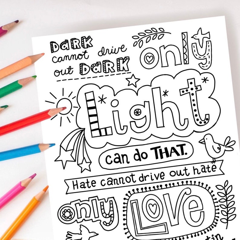 Martin Luther King Jr. Quote Coloring Page Black History Civil Rights ...