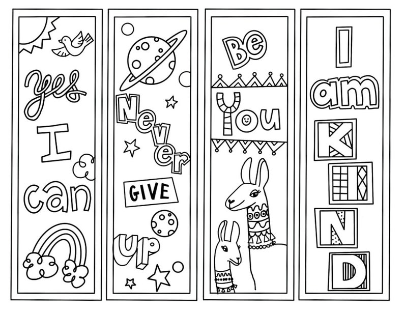 Printable Bookmark Coloring Activity - Etsy