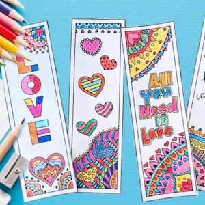 Printable Valentines Zentangle Bookmarks - Etsy