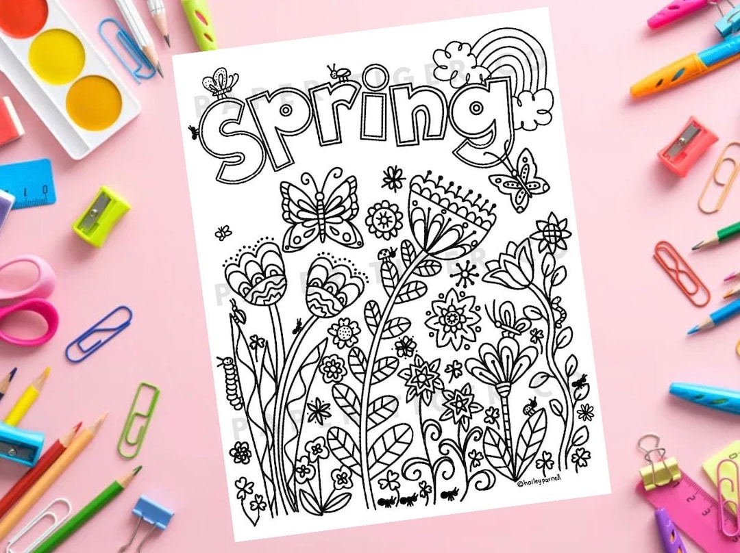 Spring Coloring Page - Etsy