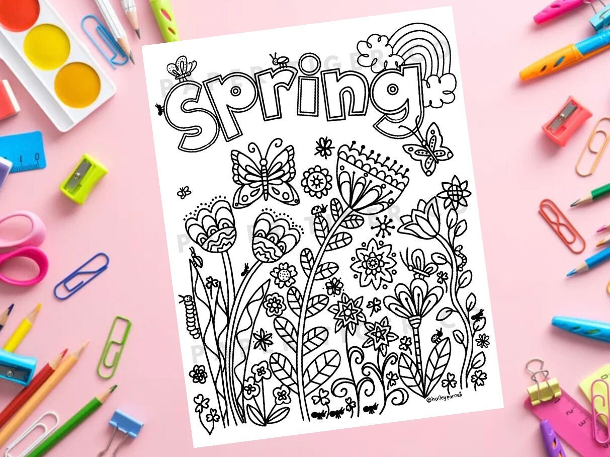 Spring Coloring Page - Etsy