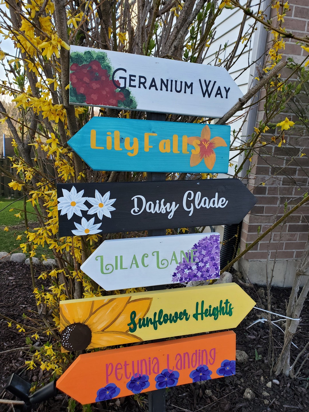 Destination Sign Post, Personalized Garden Sign, Outdoor Flower Sign - Etsy