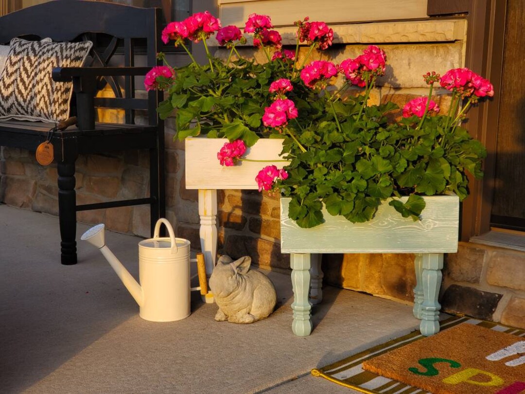 20" Wooden Farmhouse Patio Planter, Cottage Planter, Handmade Rustic ...