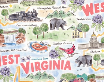 West Virginia Fabric | Etsy