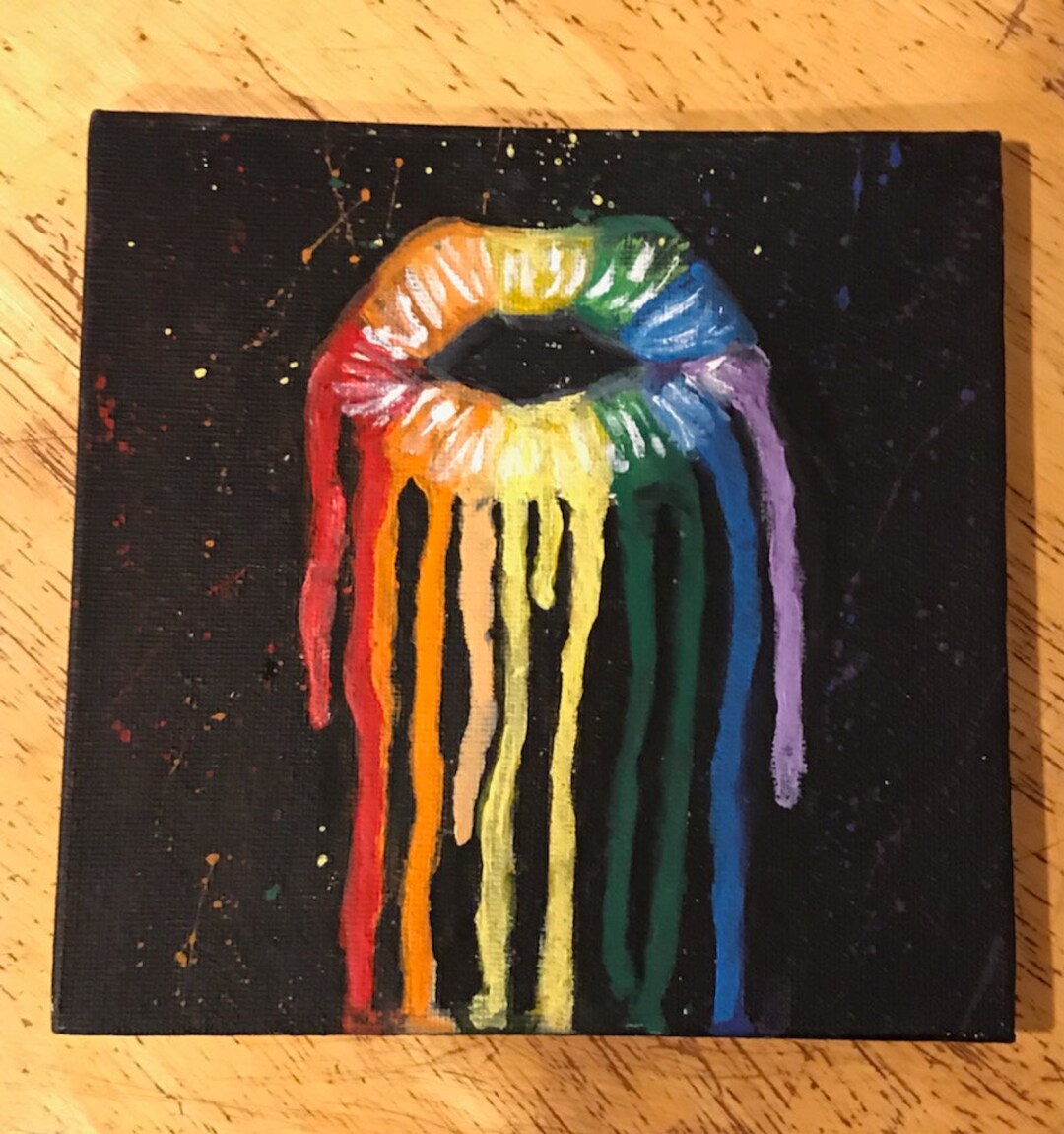 Rainbow Drip Lips - Etsy