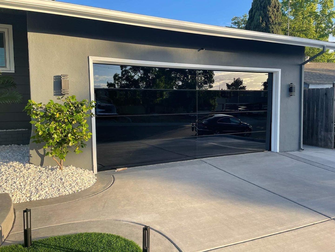 Ultra Modern Black Frameless Glass Garage Doors W/ NOW Technology - Etsy
