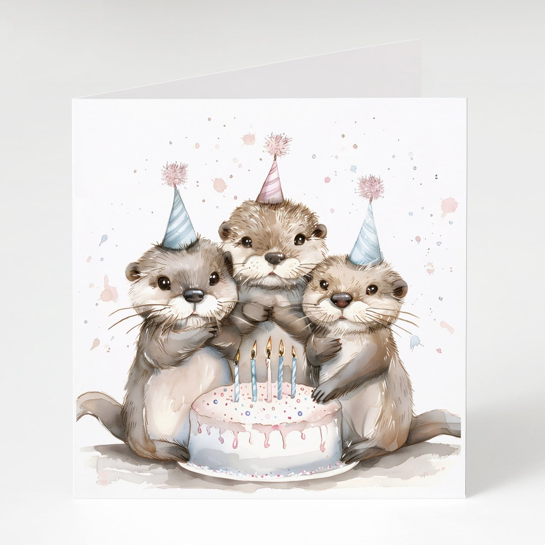 Otter Party Birthday Card, Birthday Card for Otter Lover. - Etsy UK