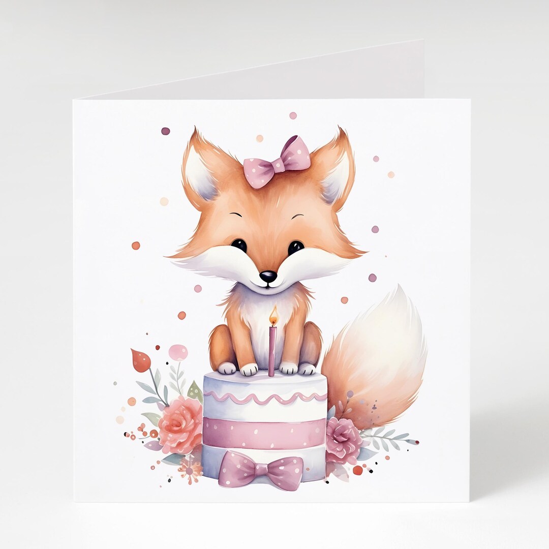 Cute Fox Birthday Card, Birthday Card for Fox Lovers. - Etsy
