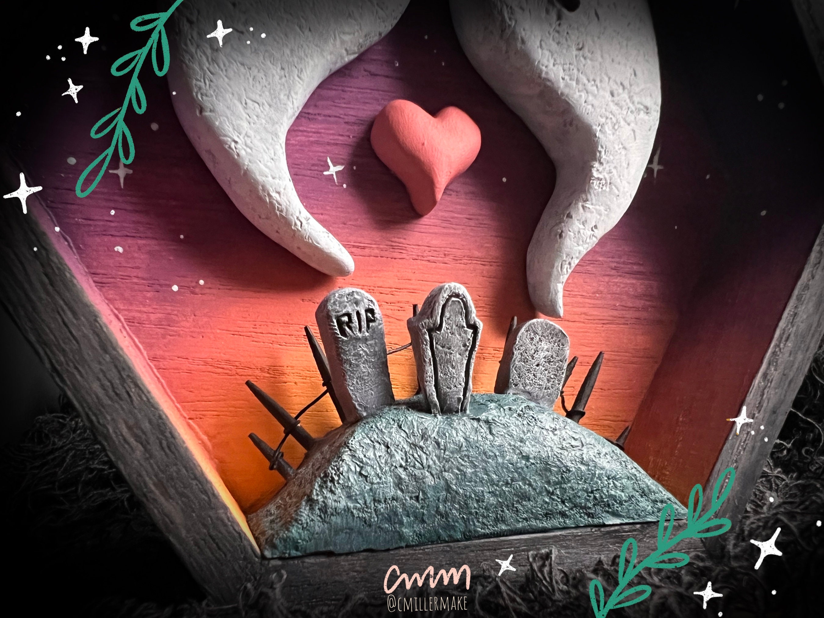 Love My Boo Shadow Box & Sculpture Sweetheart Ghouls Valloween Wall Hanging or Desk Decor Ghost ...