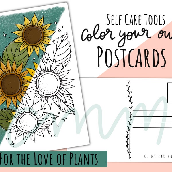 Coloring Postcards - Etsy