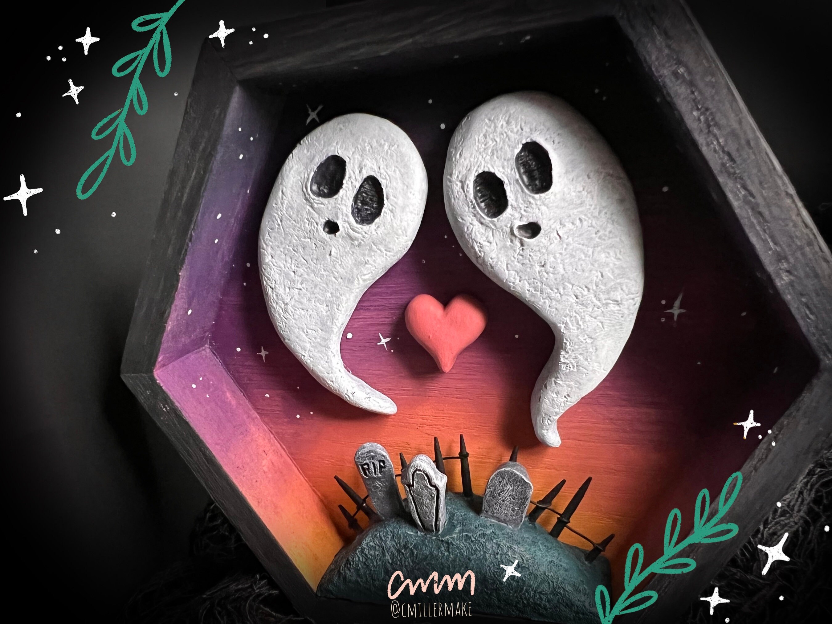 Love My Boo Shadow Box & Sculpture Sweetheart Ghouls Valloween Wall Hanging or Desk Decor Ghost ...