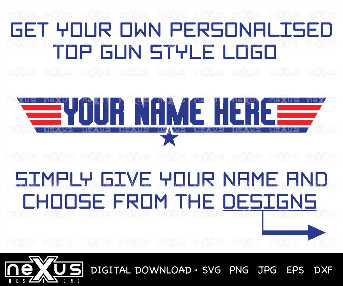 Custom Top Gun Style Name Design Personalised Top Gun Logo - Etsy