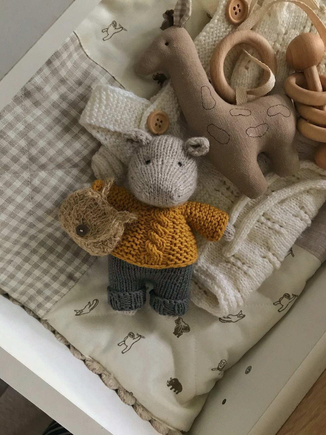 Baby’s First Soft Toy, Soft Hippo, Newborn Gift, Wool Hippo , Baby ...