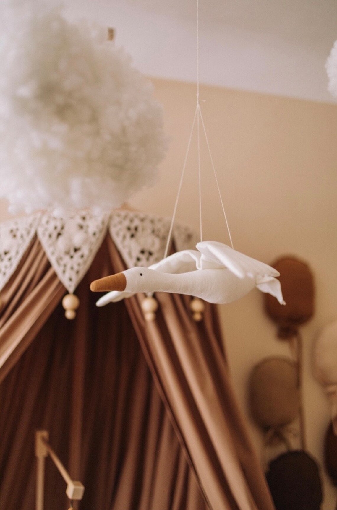 Linen White Hanging Stork , Baby Nursery Decor , Interior Decoration ...