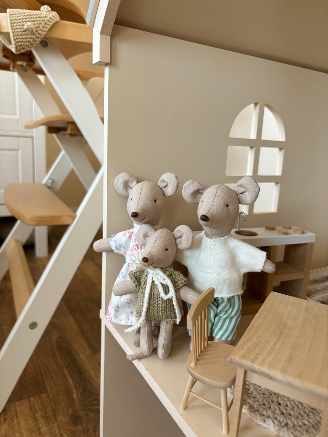 Set of Little Mice , Family of Cotton Cute Mouse, Sewn Toys, Baby First ...