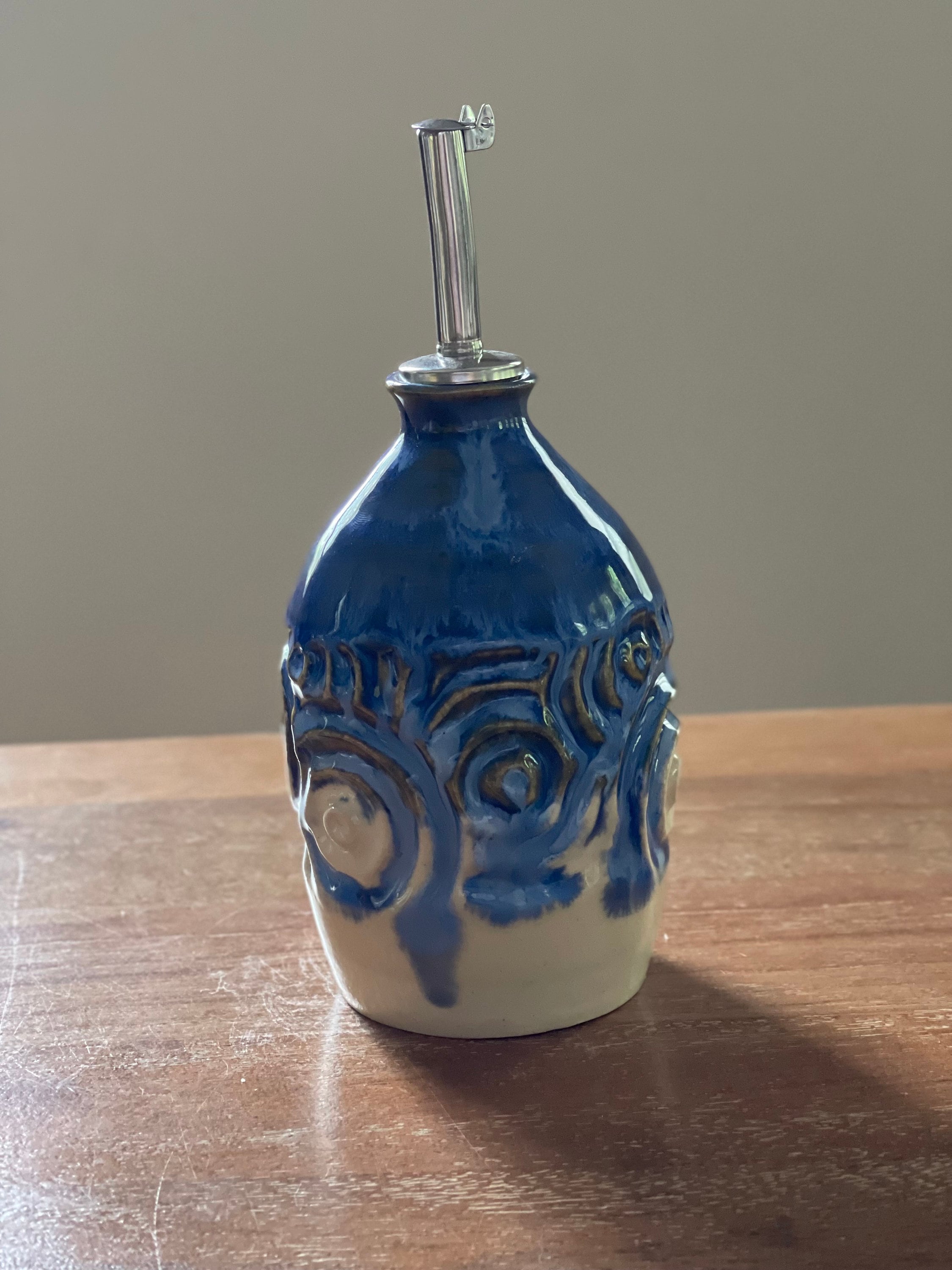 Handmade Ceramic Olive Oil Cruet - Blue Surf - Etsy
