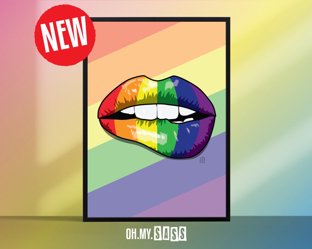 Gay Pride Flagge rosa Print LGBTQ Lips Regenbogen Poster Gay Freund ...