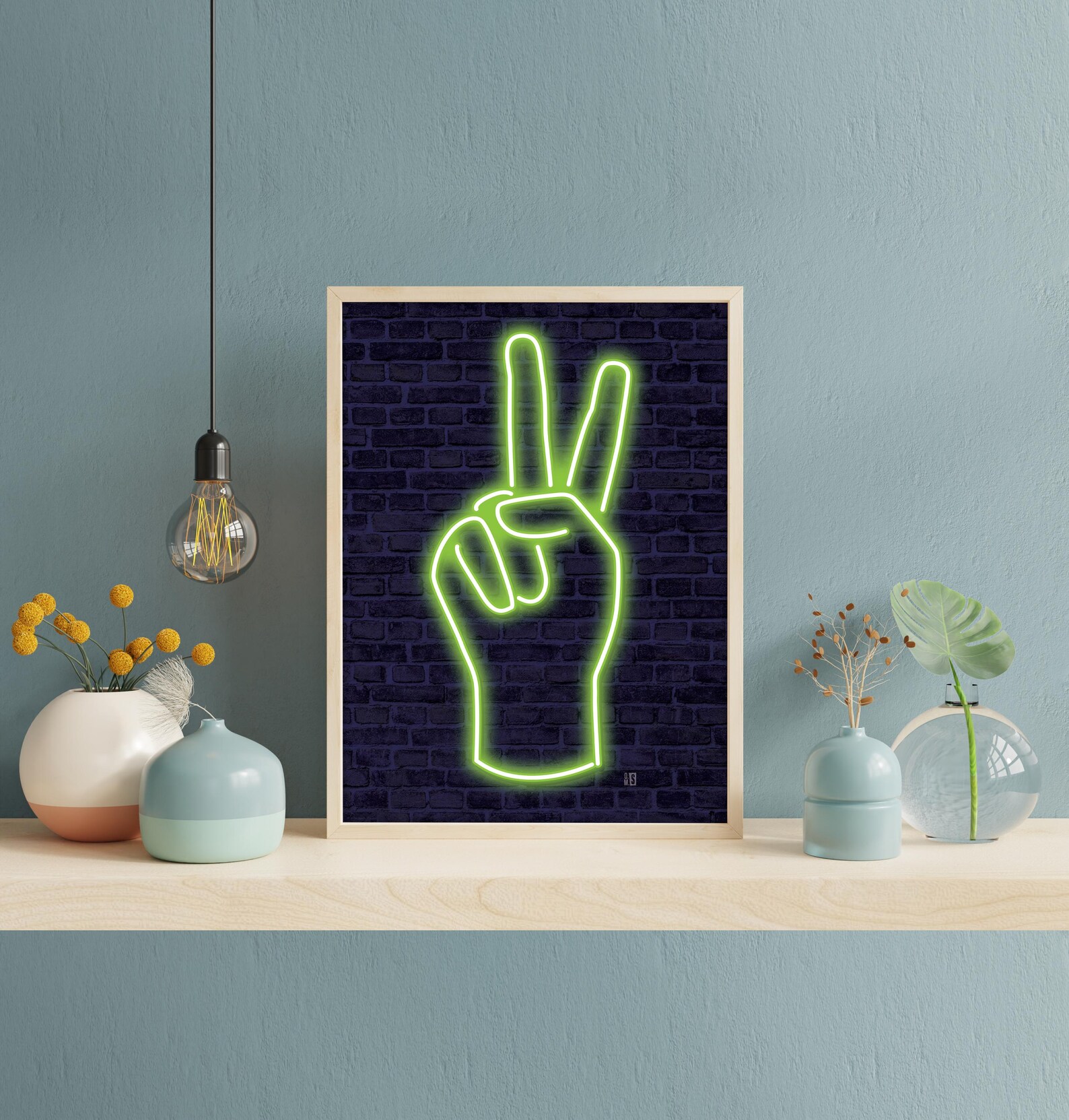 Neon Green Peace Sign Print | 90's Music Nostalgia Girl Group Wall Art ...