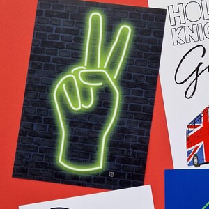 Neon Green Peace Sign Print | 90's Music Nostalgia Girl Group Wall Art ...