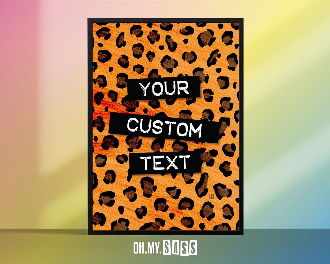 Custom Text Print | Colourful Leopard Print | Personalised Print Gift ...