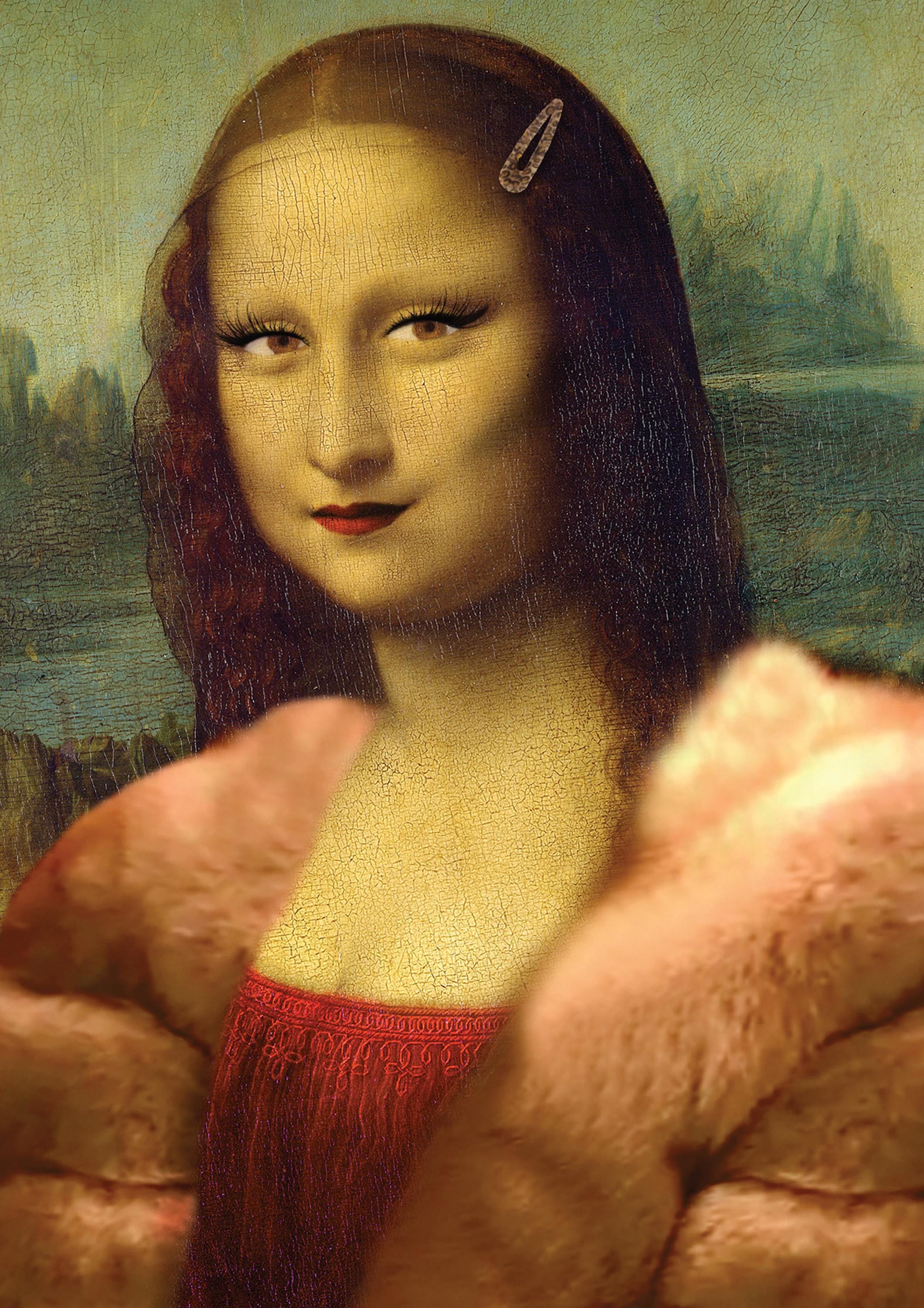 Mona Lisa Altered Art | Funny Vintage Renaissance Portrait | Fur Coat ...