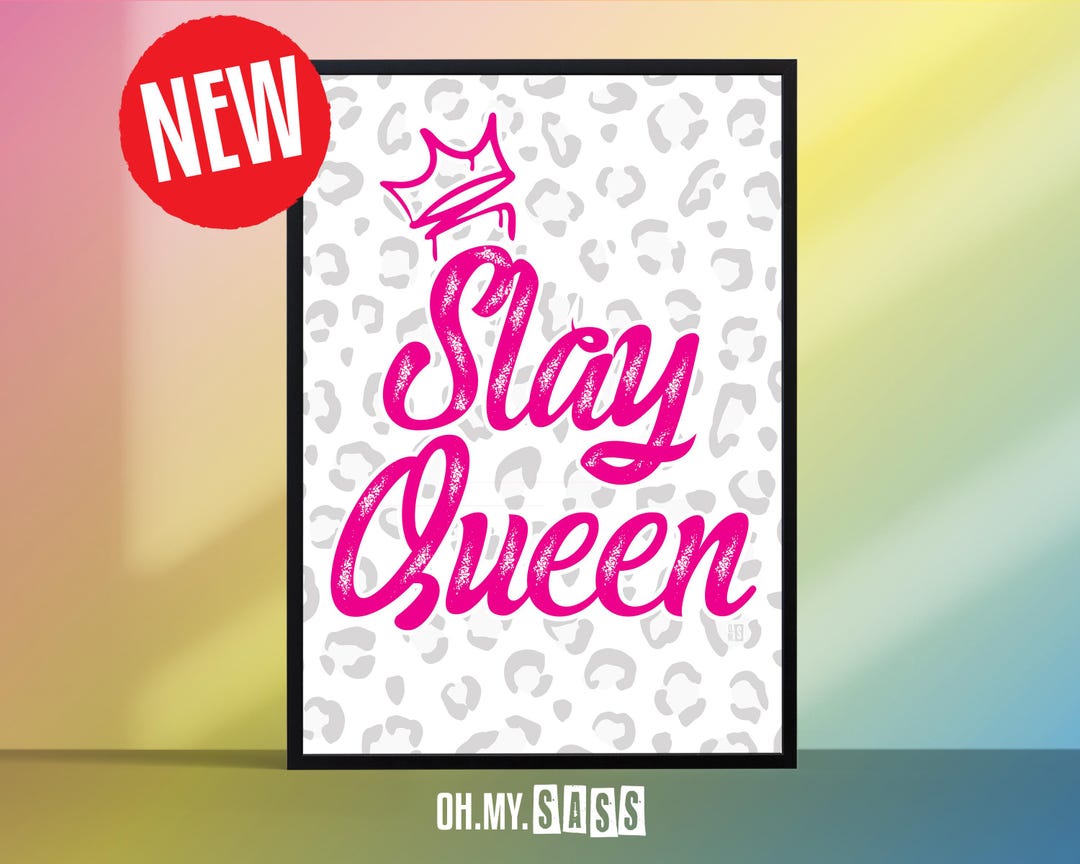 Slay Queen Crown Print | Pink Leopard Print | Female Feminist Queen ...
