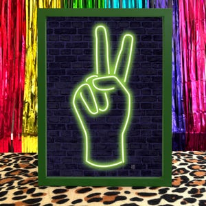 Neon Green Peace Sign Print | 90's Music Nostalgia Girl Group Wall Art ...