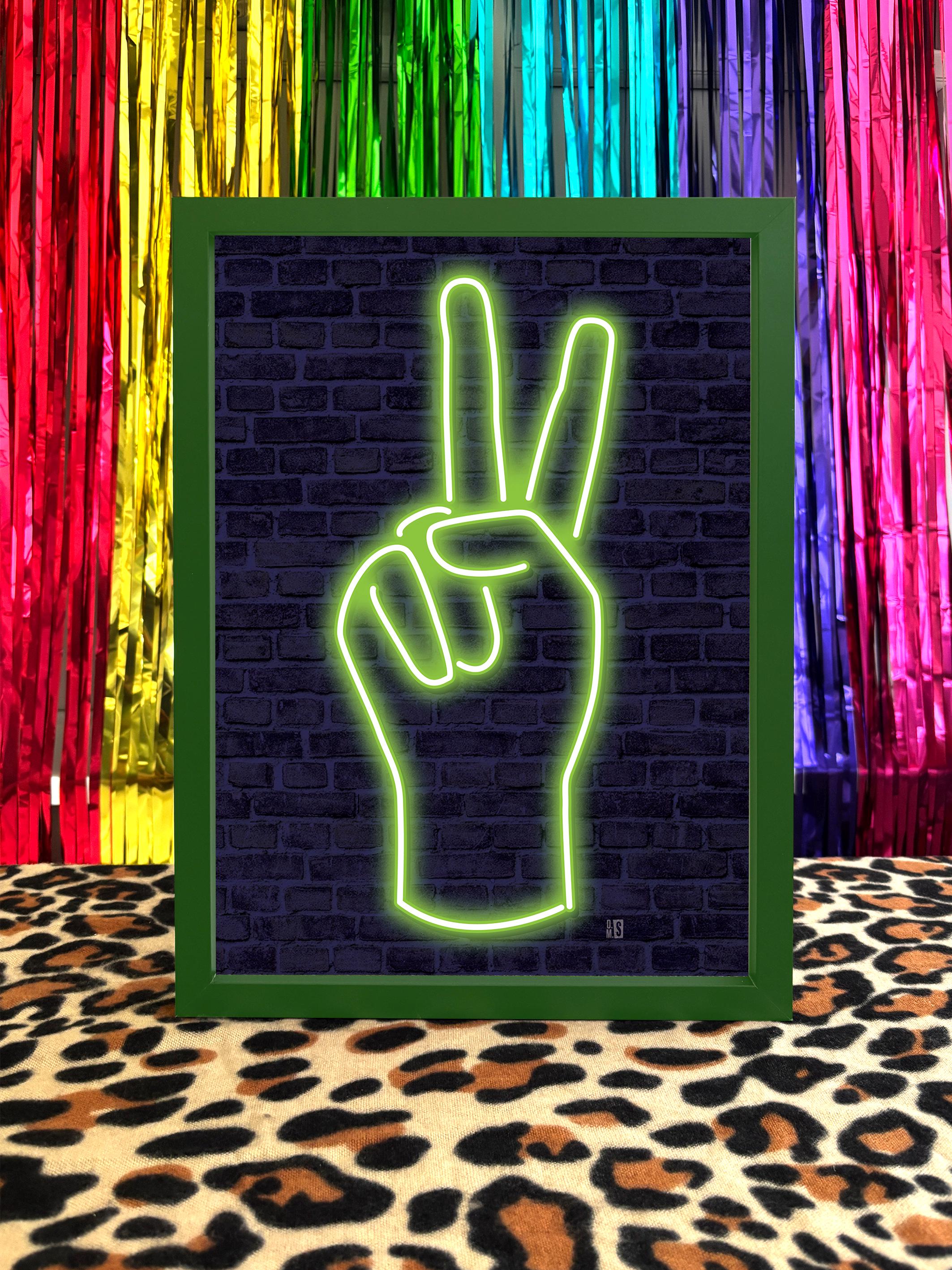 Neon Green Peace Sign Print | 90's Music Nostalgia Girl Group Wall Art ...