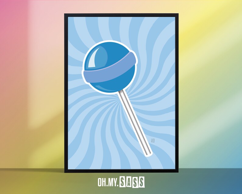 Lollipop Candy Print | Pick 'n' Mix Poster | Colourful Retro Sweet Shop ...