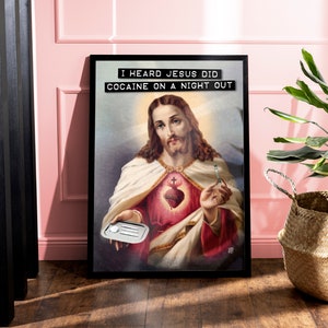 Jesus Cocaine Funny Print | Altered Art Painting Poster | Religious ...