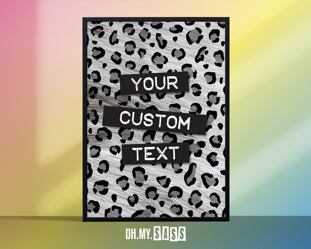 Custom Text Print | Colourful Leopard Print | Personalised Print Gift ...