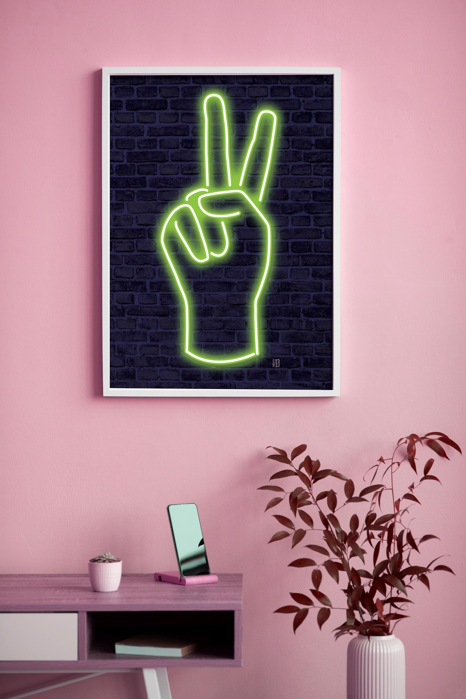 Neon Green Peace Sign Print | 90's Music Nostalgia Girl Group Wall Art ...