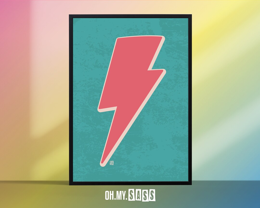 Lightening Bolt Print | Set of Prints David Bowie Poster | Coral Cream ...