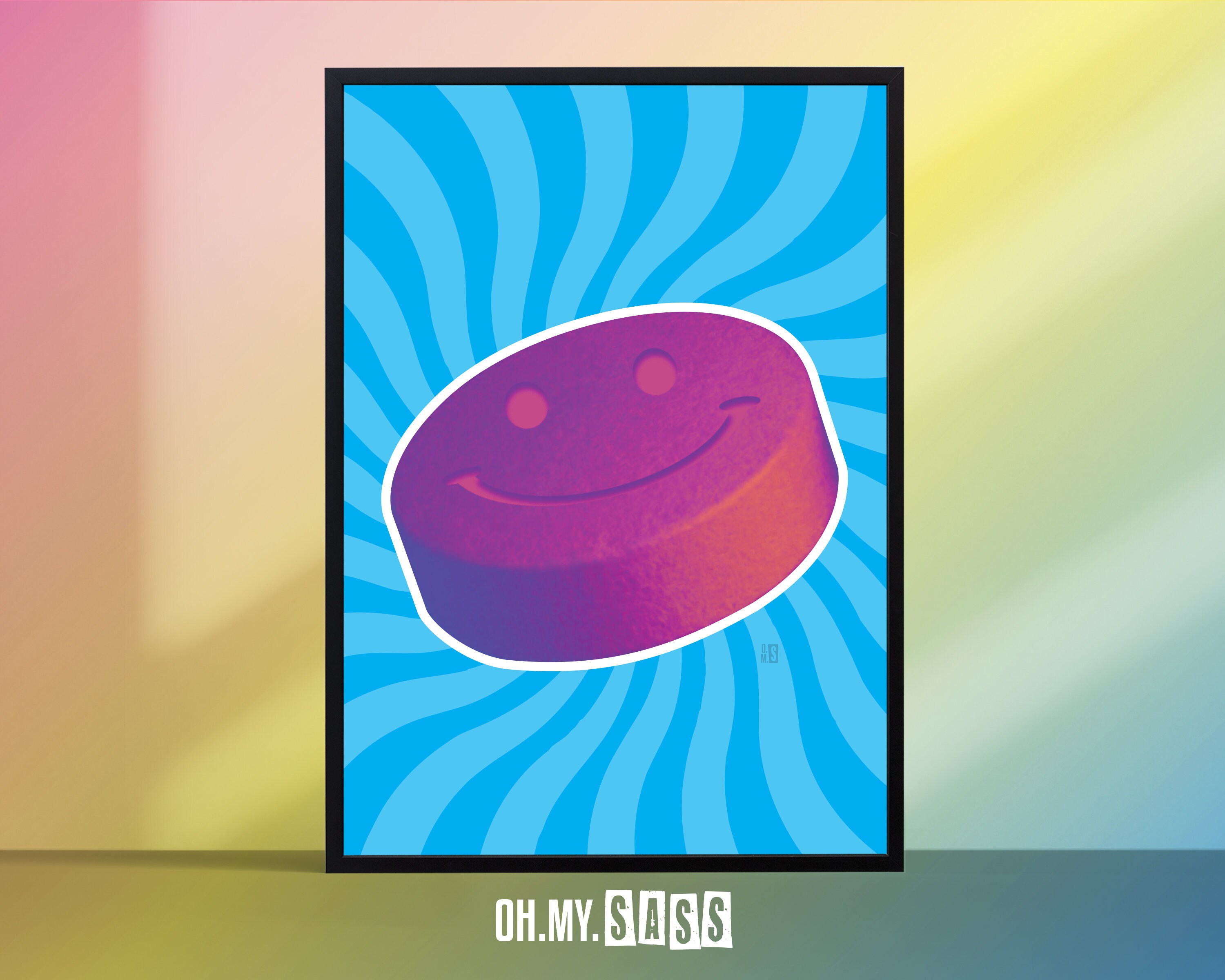 Acid Rave Smiley Pink Print Ibiza House Club Party Culture - Etsy