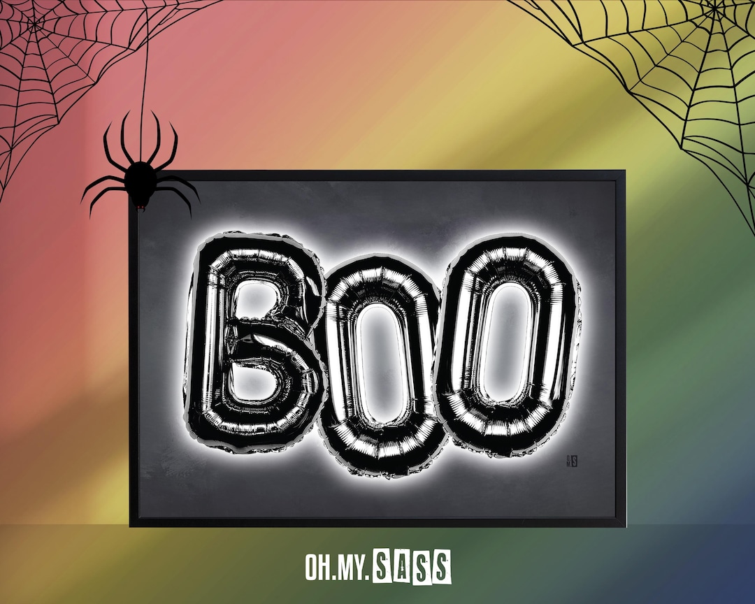 Halloween Balloon Font Wall Art Print | Boo Ghost Haunted Goth Dark ...