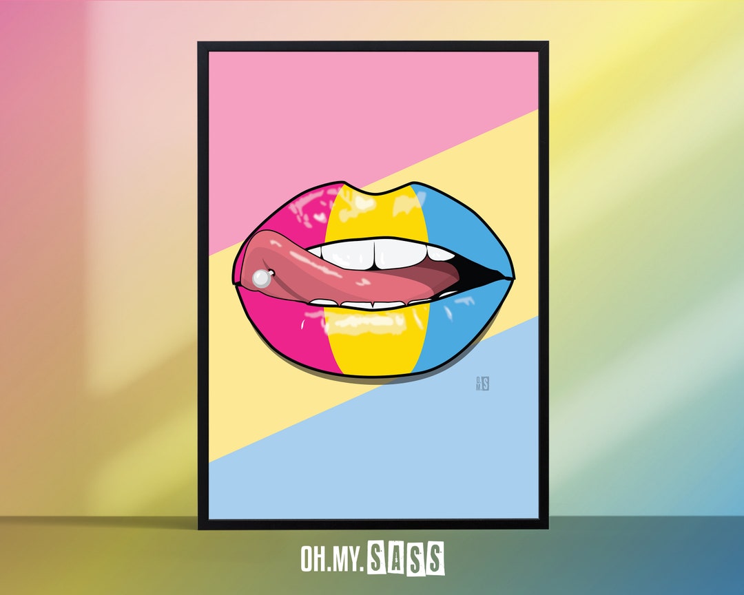 Pride Flag Queer Print LGBTQ Lips Rainbow Poster Friend Gift Gallery ...