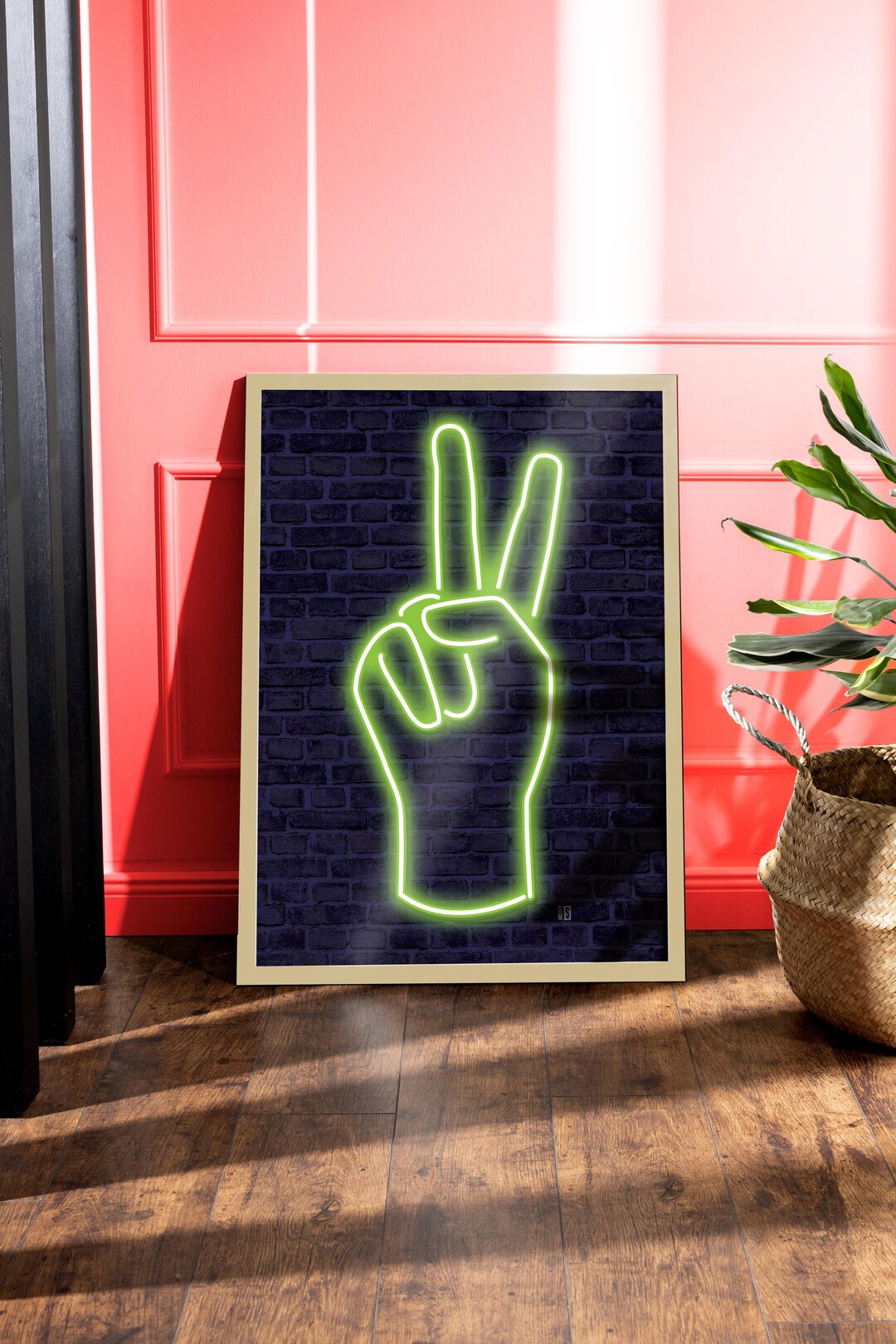 Neon Green Peace Sign Print | 90's Music Nostalgia Girl Group Wall Art ...
