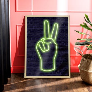 Neon Green Peace Sign Print | 90's Music Nostalgia Girl Group Wall Art ...