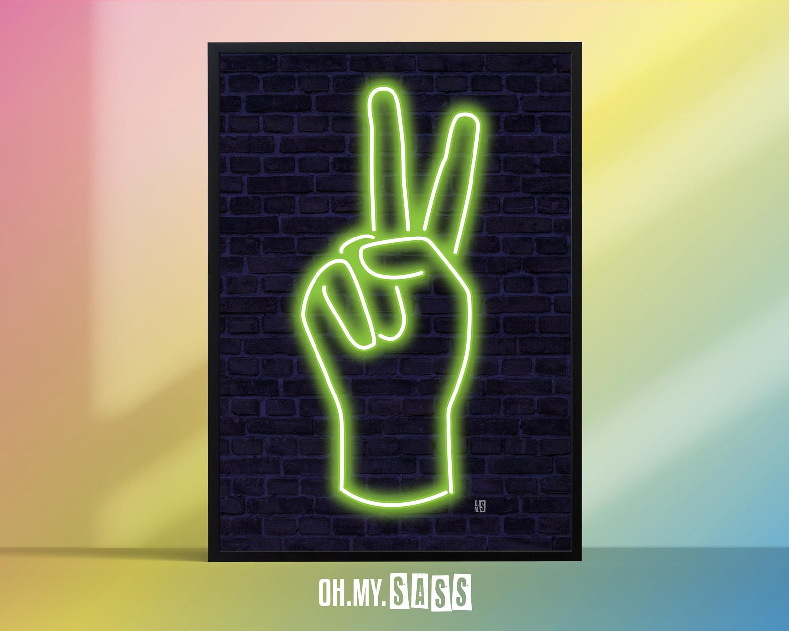 Neon Green Peace Sign Print | 90's Music Nostalgia Girl Group Wall Art ...