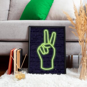Neon Green Peace Sign Print | 90's Music Nostalgia Girl Group Wall Art ...