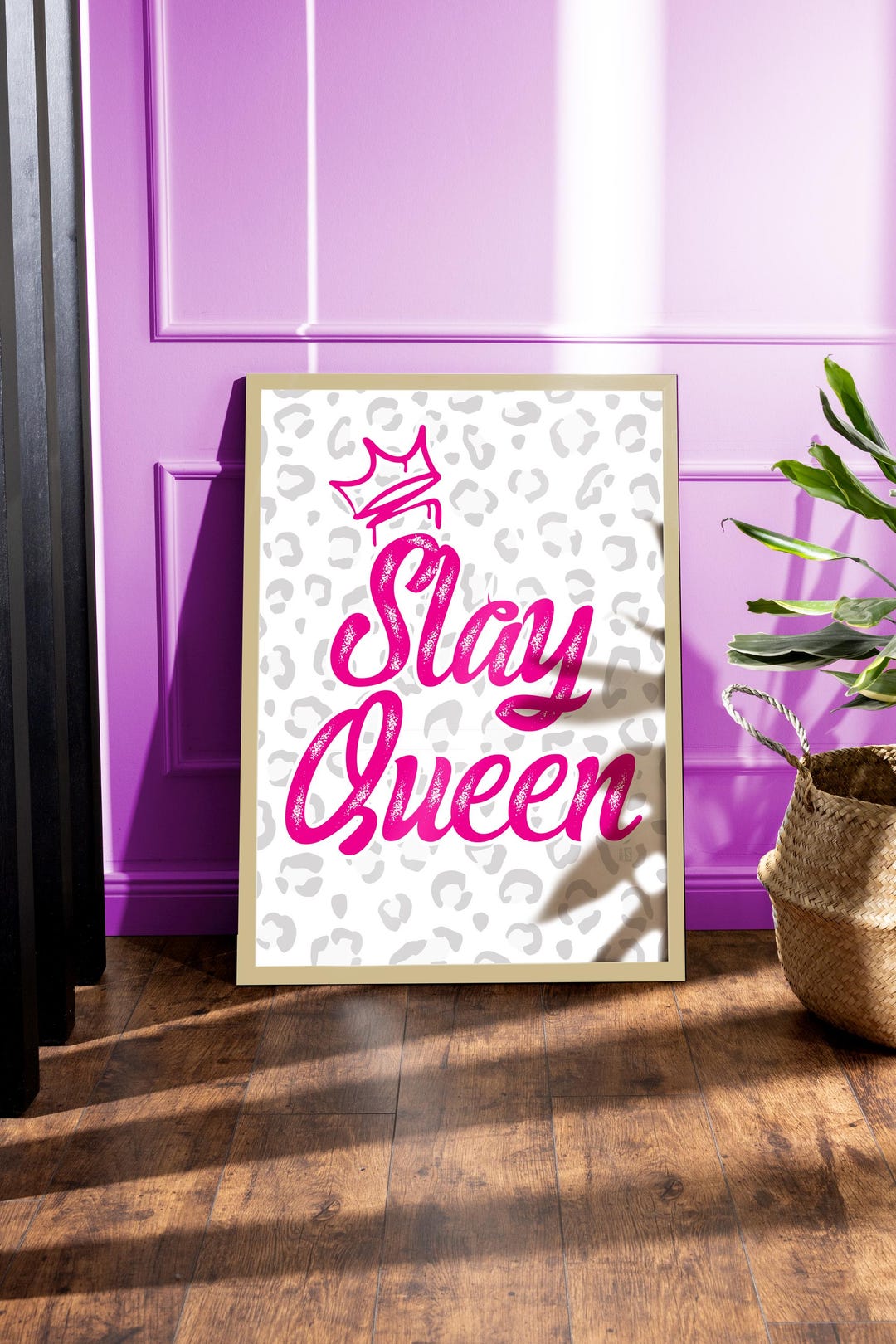 Slay Queen Crown Print | Pink Leopard Print | Female Feminist Queen ...