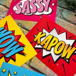 Comic Book Pop Art Superhero Words | Kapow Wow Boom Sassy | Cool Kids ...