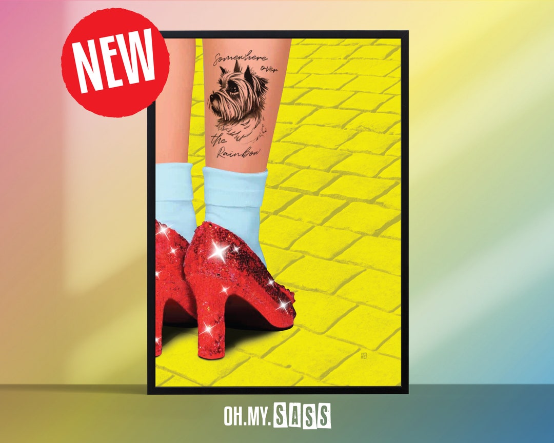 Wizard of Oz Ruby Slippers Tattoo Print | Somewhere Over the Rainbow ...