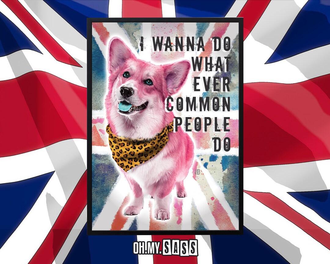 Union Jack Corgi Queen Elizabeth Print | Dog Puppy Quirky Fun Leopard ...