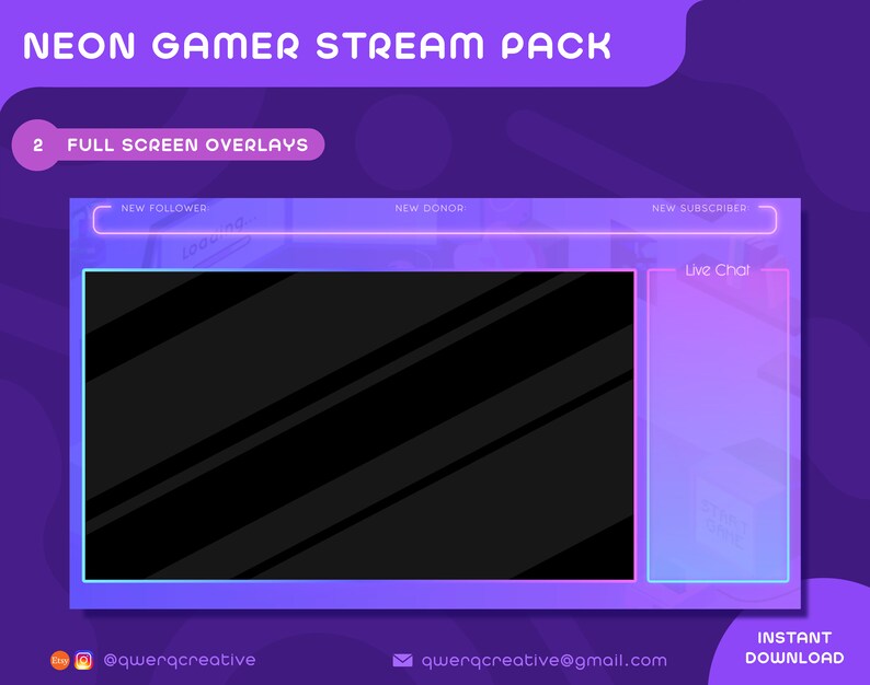 ANIMATED Pink Neon Gamer Stream Package Customizable | Etsy Canada
