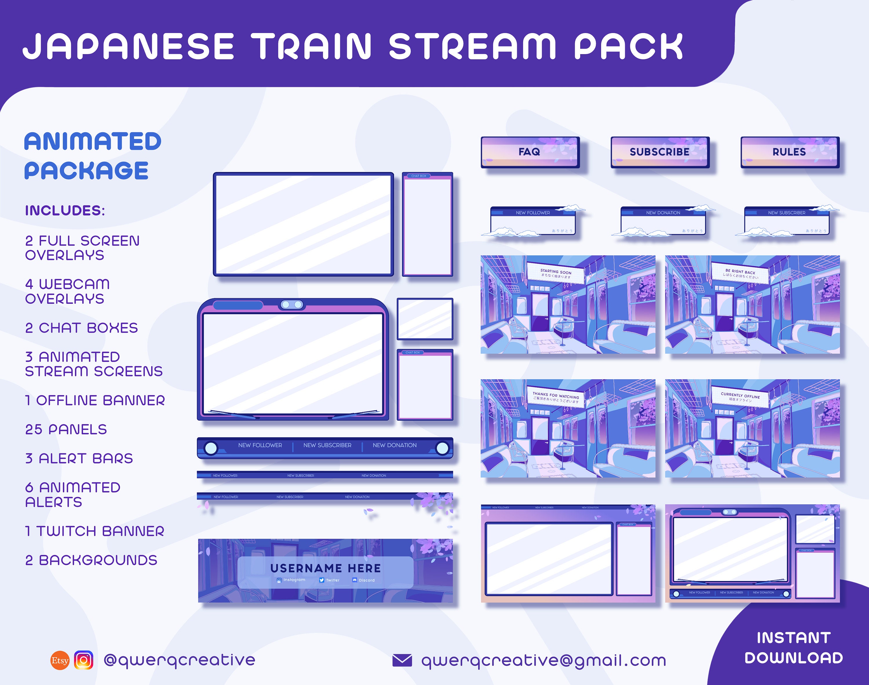 ANIMATED Japanese Sunset Train Stream Package Customizable - Etsy