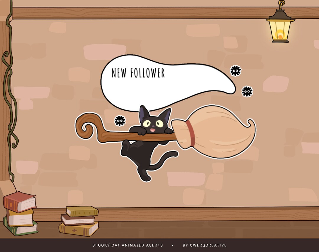 ANIMATED Spooky Cat Alerts Witchy Theme Stream Alerts Black Cat ...